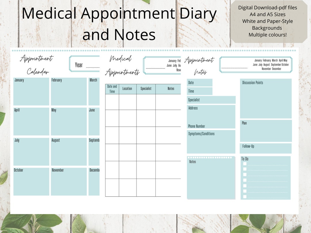 Medical Appointment Notes | Appointment Diary | Appointment Chart ...