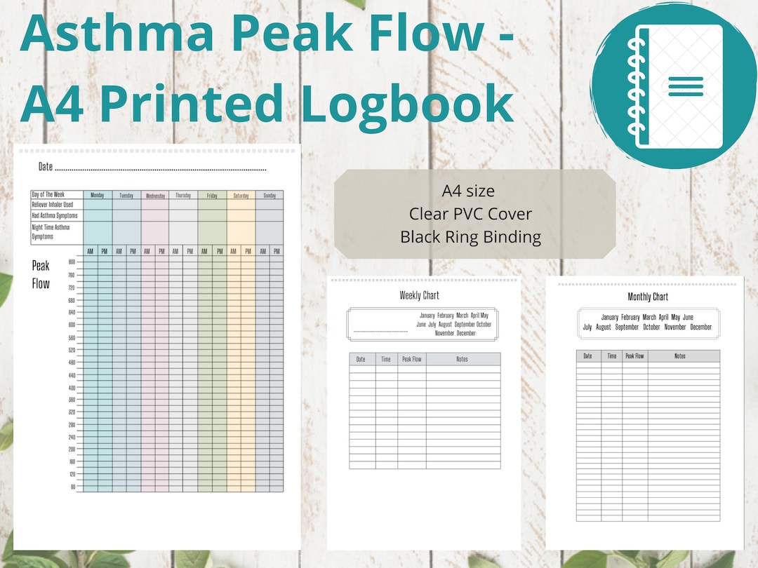 Asthma Peak Flow Log A4 Peak Flow Tracker Printed - Etsy
