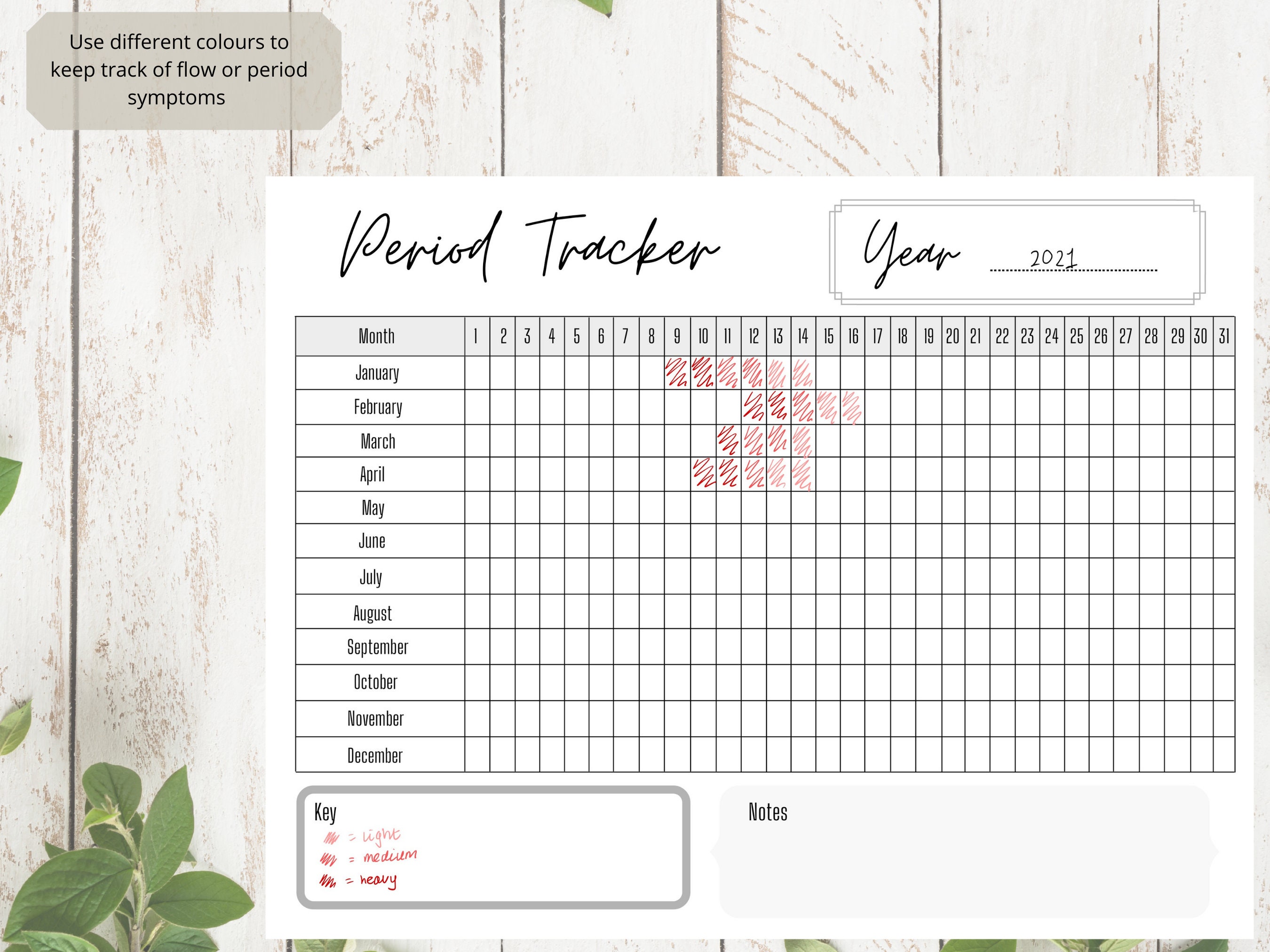 Period Tracker Period Log Printable Medical Chart Medical Planner ...