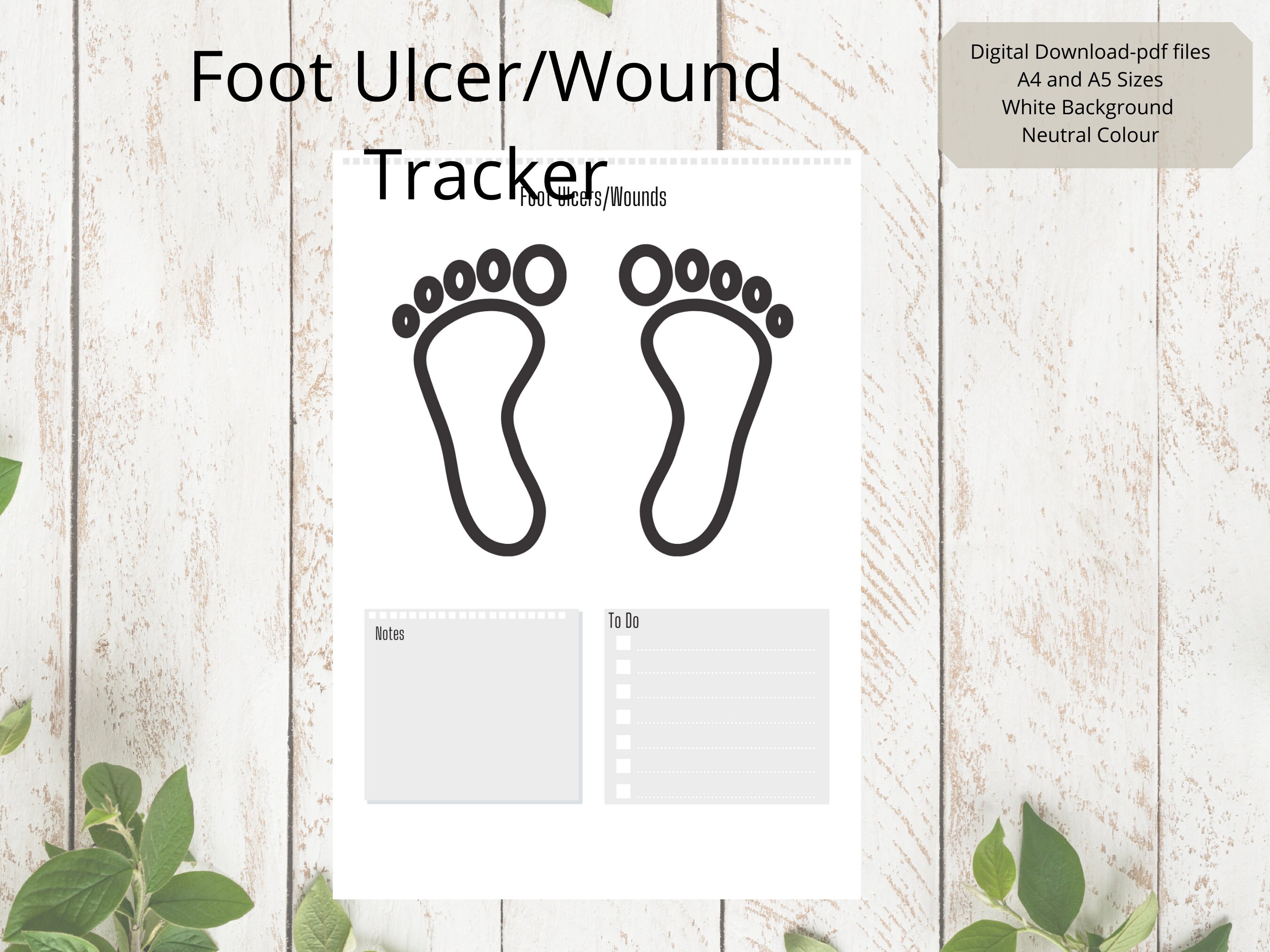 Foot Care Chart Podiatry Diabetes Chiropodist Printable Medical Chart ...