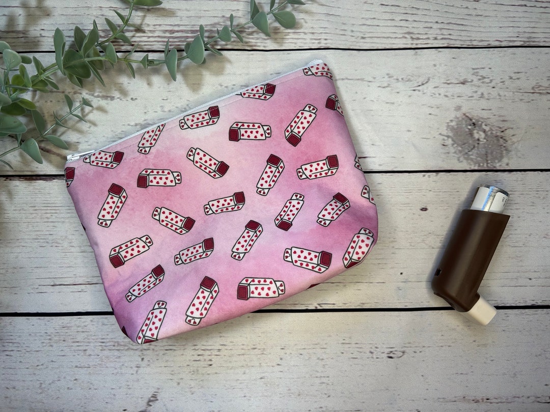 Handmade Valentine's Heart Inhaler Pattern Medication Bag | Inhaler ...