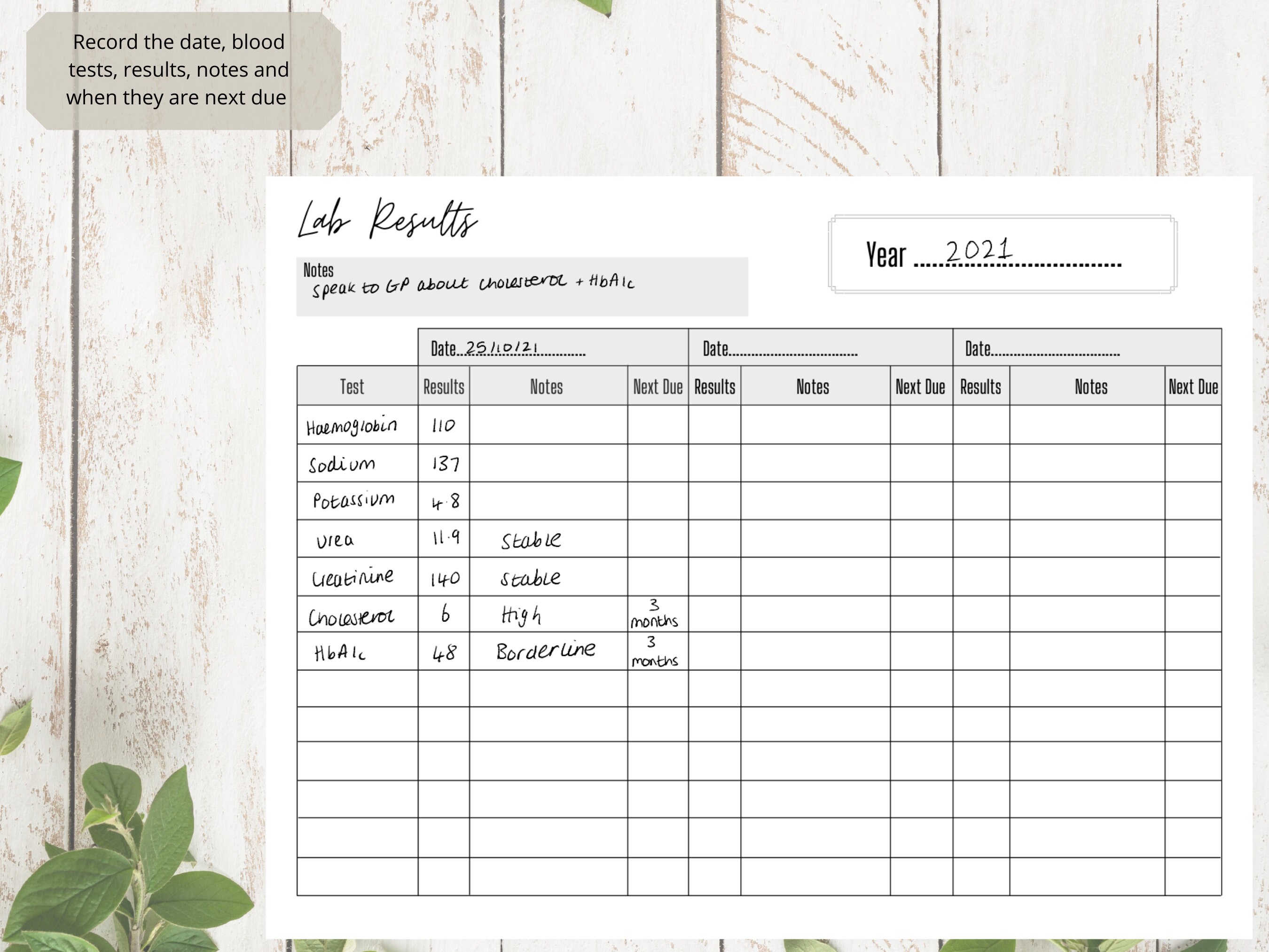 Lab Results Chart | Blood Test Results Chart | Medical Chart | Medical ...