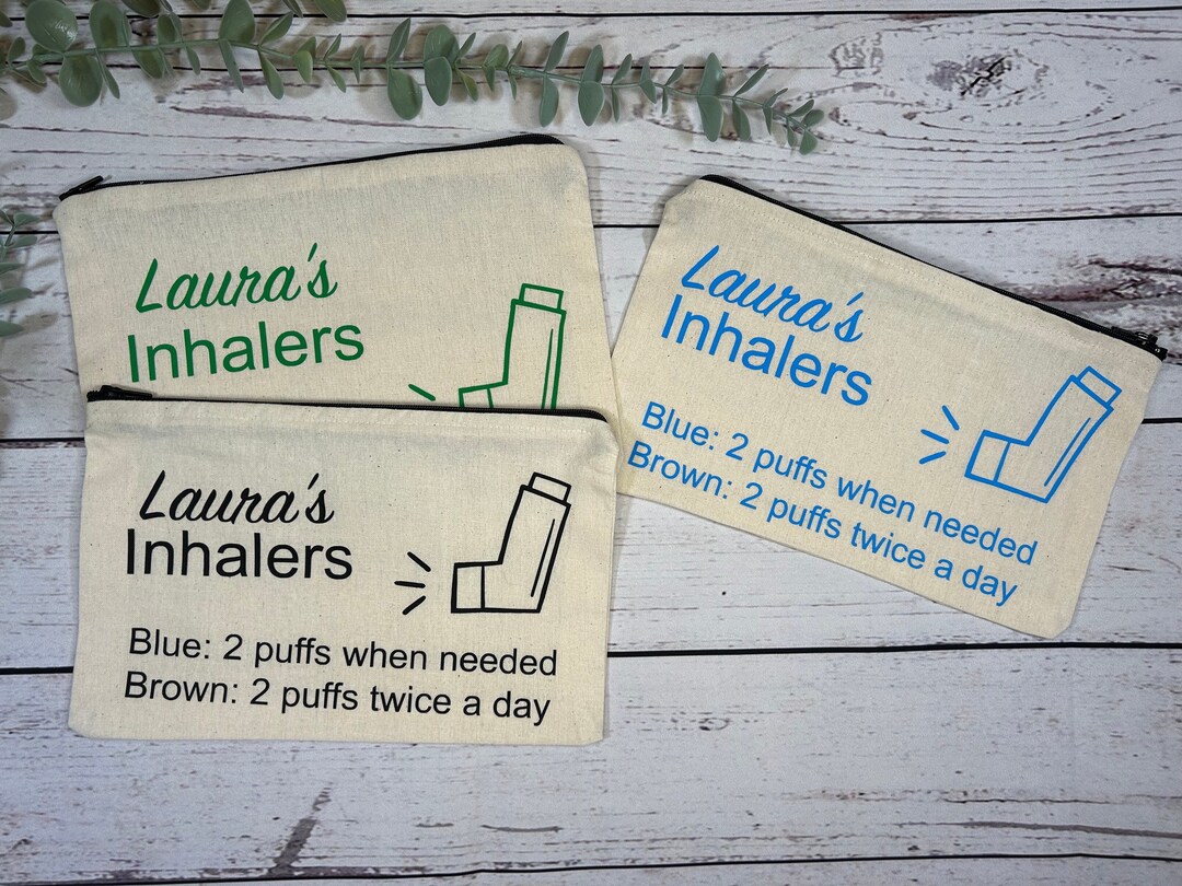 Personalised Cotton Canvas Inhaler Bag | Cotton | Inhaler Pouch ...