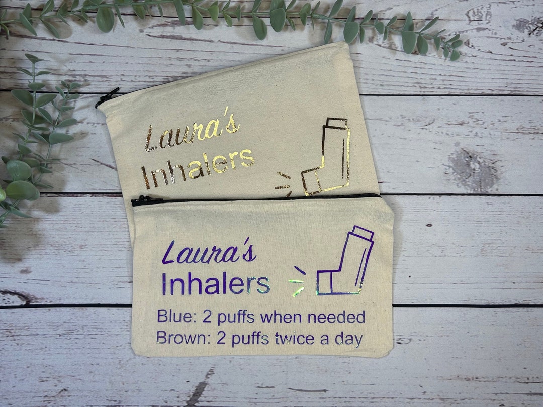 Personalised Cotton Canvas Inhaler Bag Cotton Inhaler Pouch Medication ...