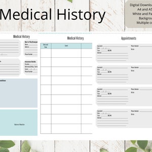 Medical History Chart Medical Information Form Medical History Medical ...