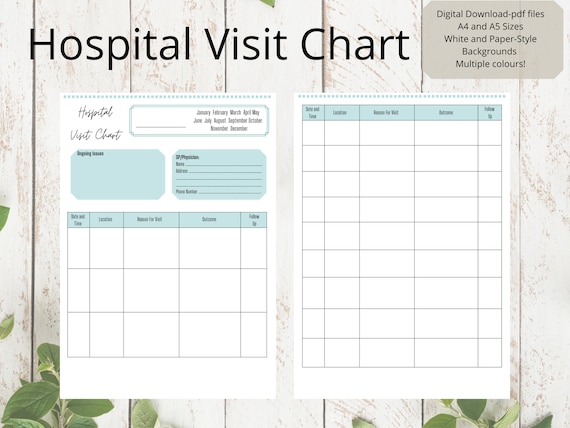 Hospital Visit Chart Hospital History Record Medical Chart | Etsy