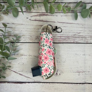 Faux Leather Inhaler Holder - Pink Flowers | Inhaler Case | Asthma ...