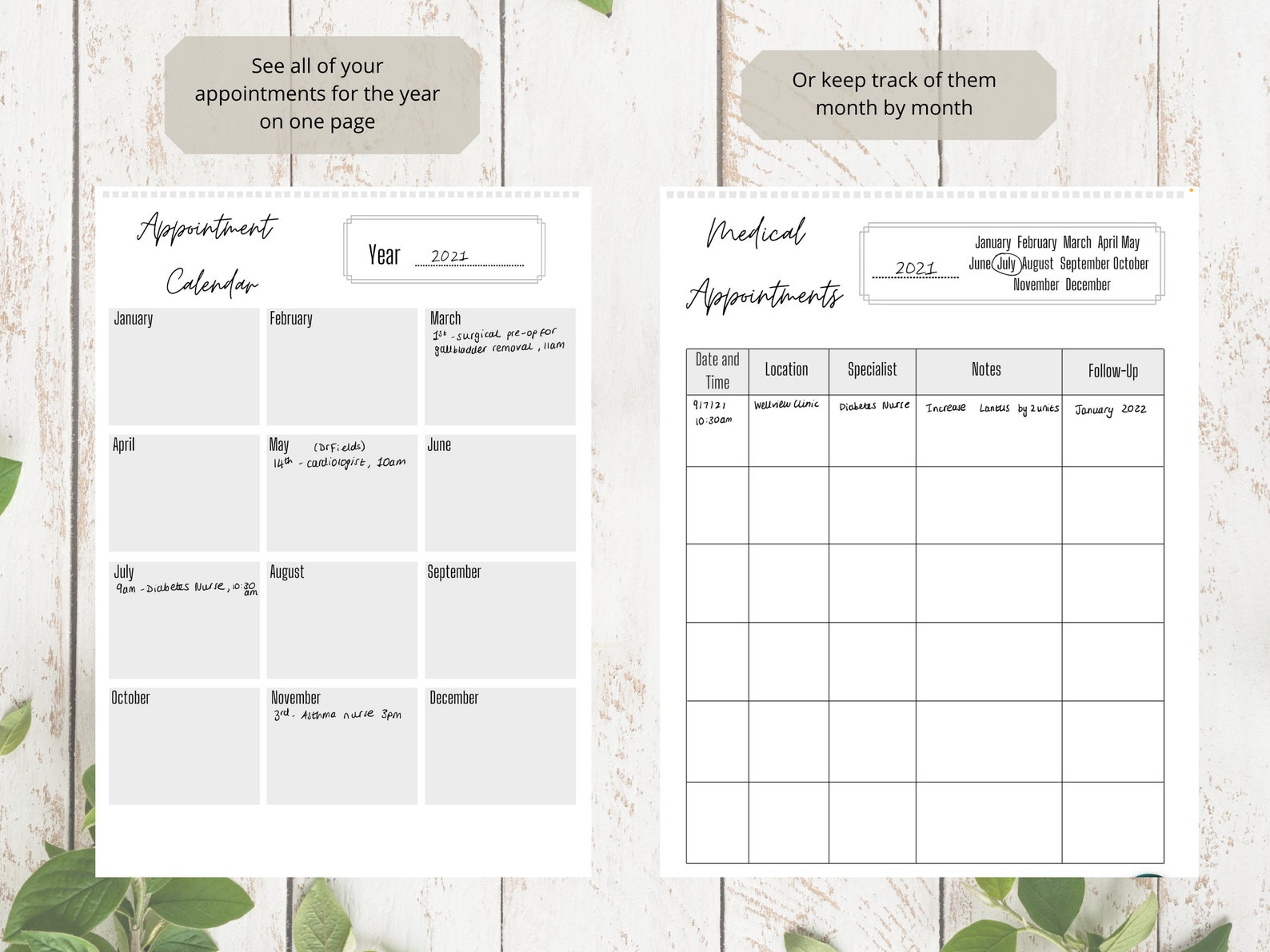 Medical Appointment Diary Medical Diary Medical Chart | Etsy