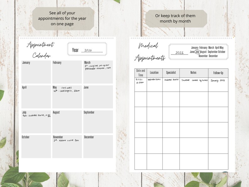 Medical Appointment Diary Medical Diary Medical Chart | Etsy