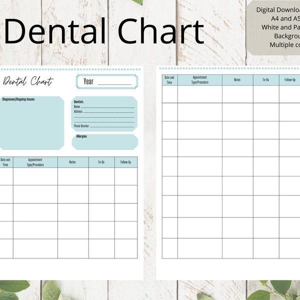 Digital Dental History Chart - Etsy