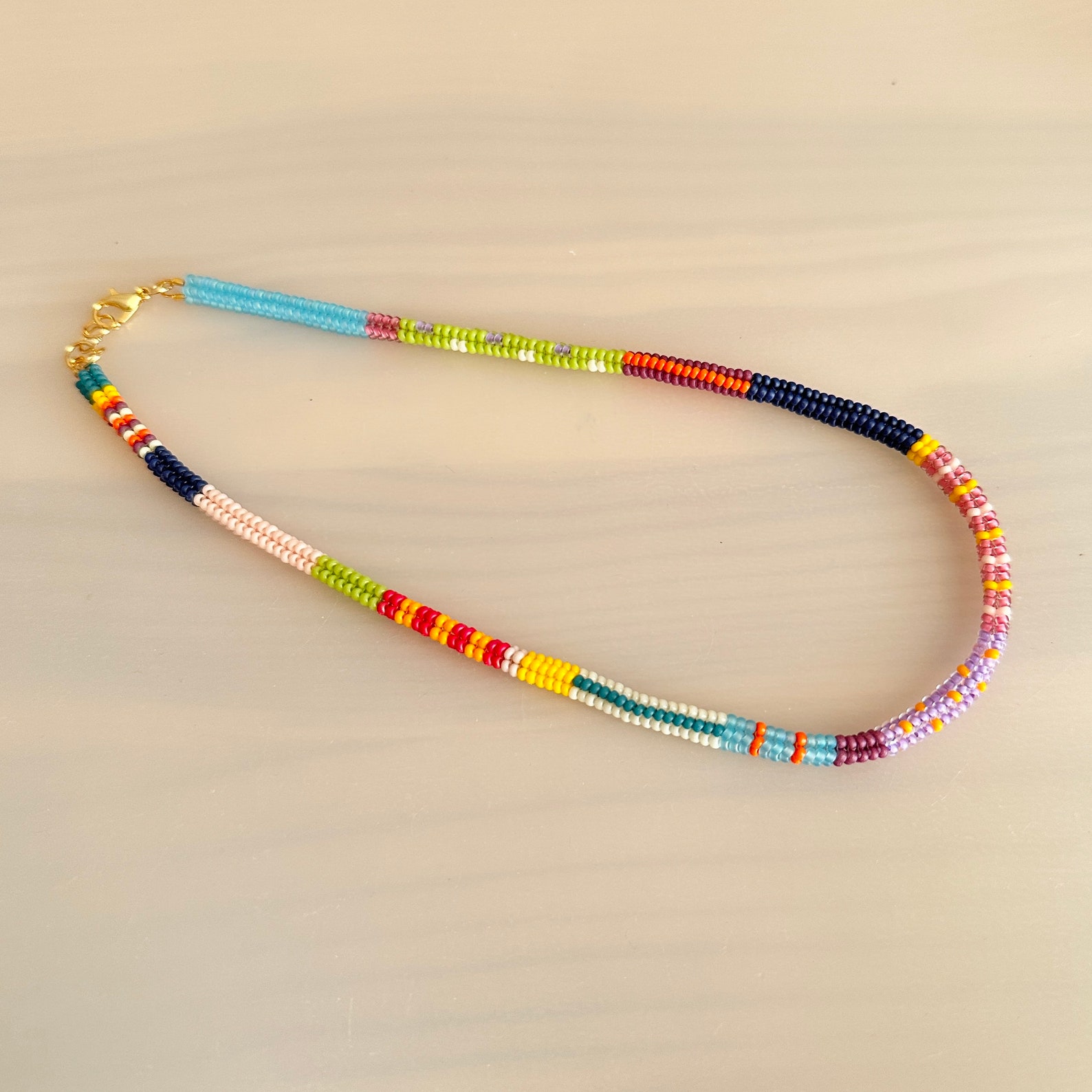 Handwoven Colorful Necklace, Beaded Necklace, Seed Bead Necklace ...