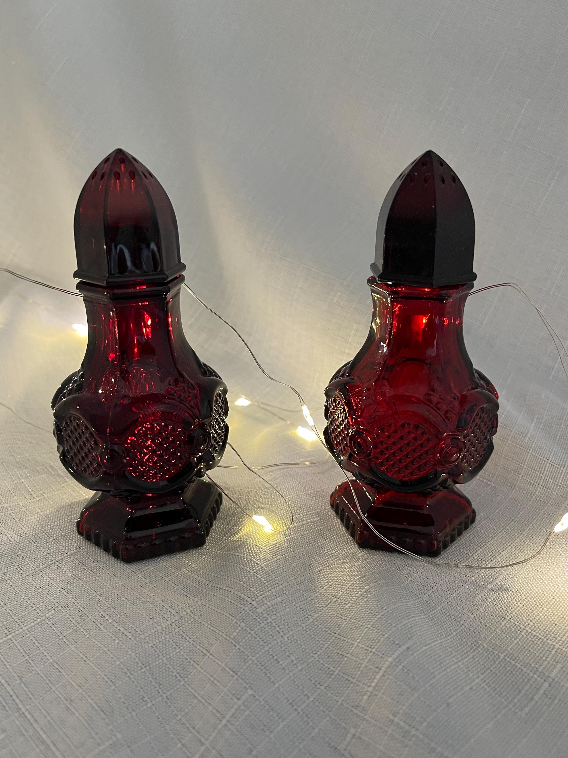 Vintage Avon Salt & Pepper Shakers Cape Cod Collection/ruby Red Shakers ...