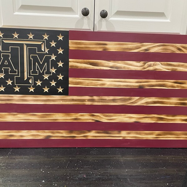 Texas A&m Wood Flag - Etsy