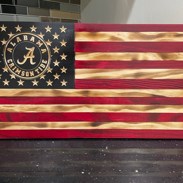 Alabama American Flag Wood Sign - Etsy
