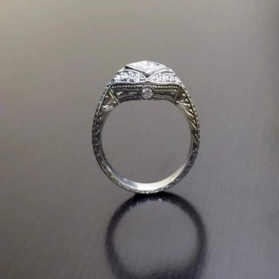 1920's Vintage 2.30ct White Princess Diamond Engagement Wedding Ring ...