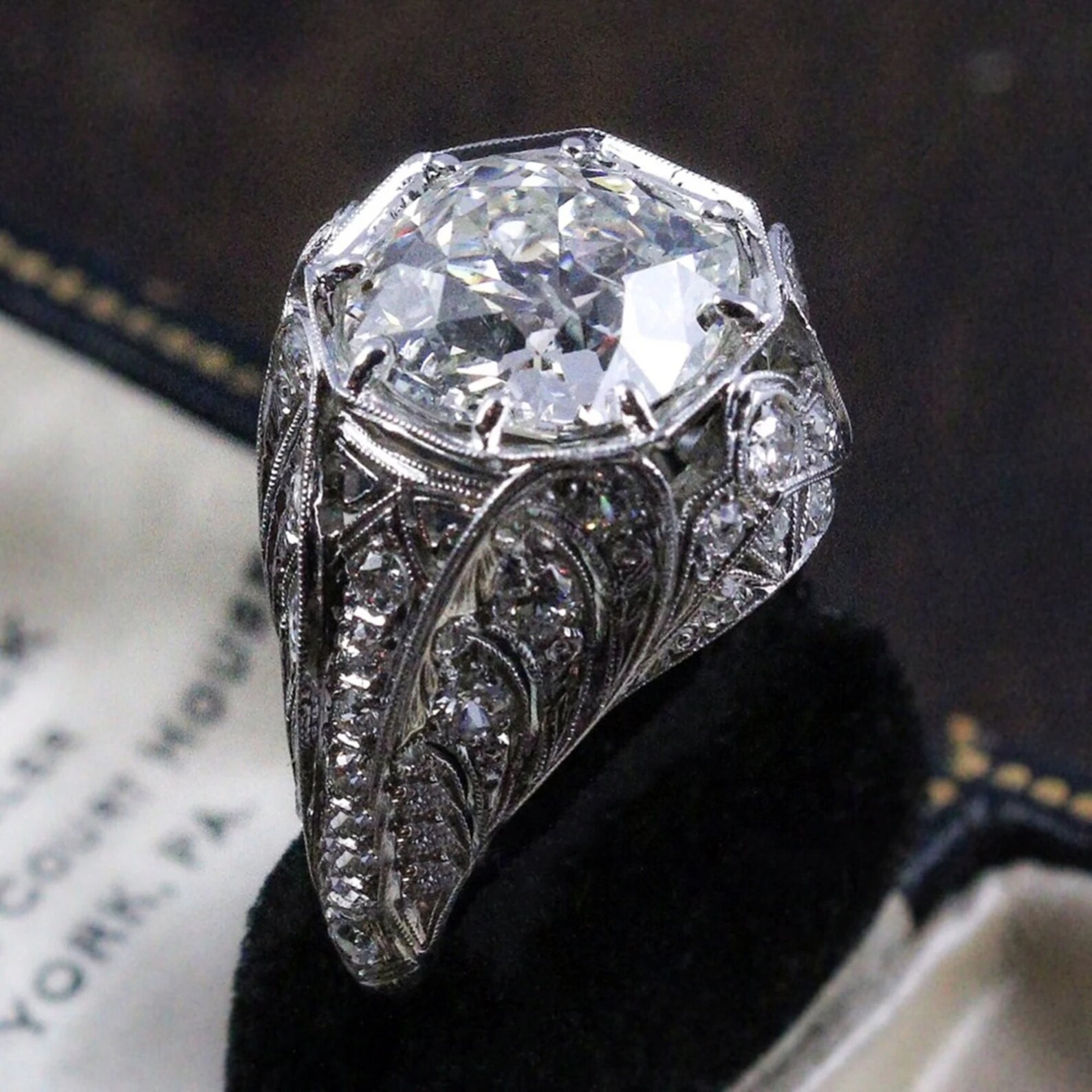 2.40 Ct White Round Cut Diamond, Vintage Engagement Wedding Ring,925 ...