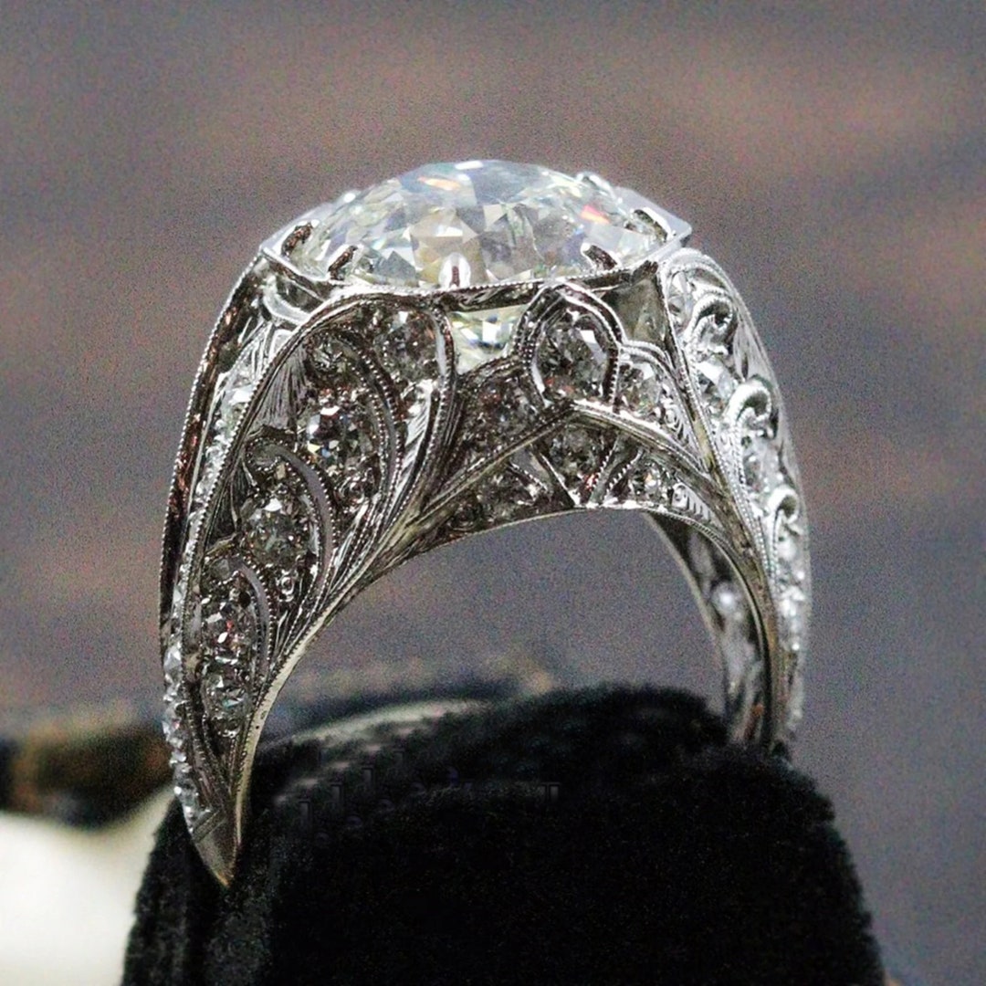2.40 Ct White Round Cut Diamond, Vintage Engagement Wedding Ring,925 ...