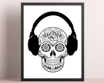 Music Sugar Skull - Etsy