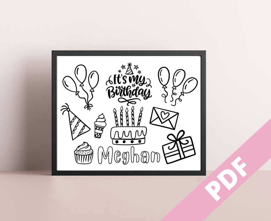 Personalized Birthday Coloring Page for Kids, Custom Coloring Page ...