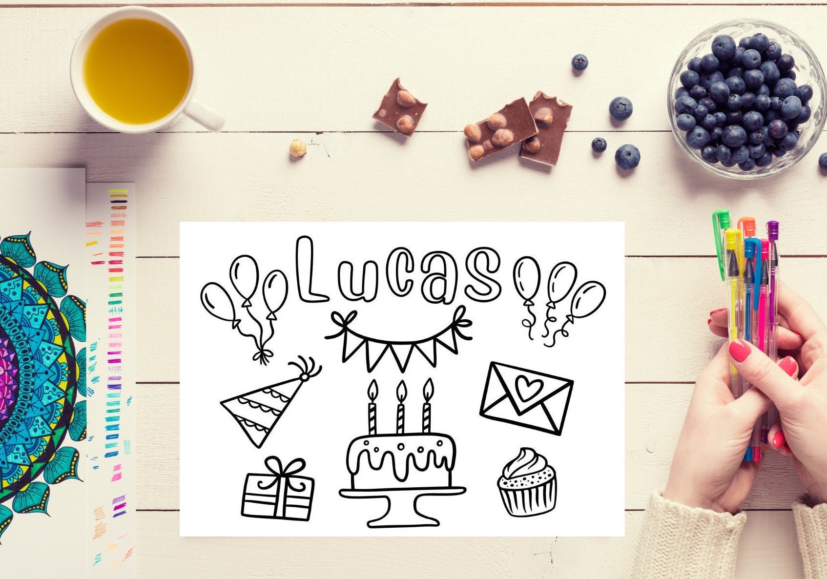 Personalized Birthday Coloring Page for Kids, Custom Coloring Page ...