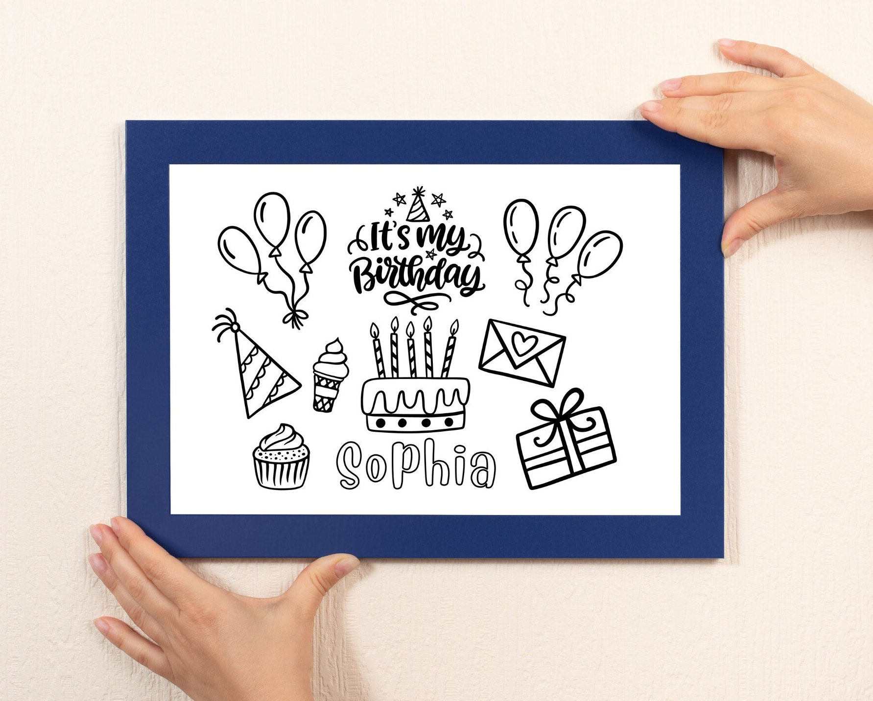 Personalized Birthday Coloring Page for Kids, Custom Coloring Page ...