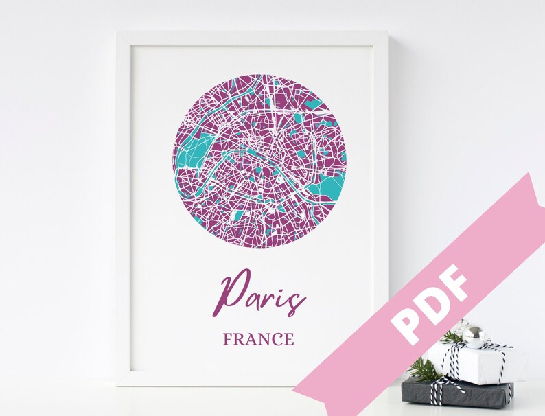 Paris Map Print, Paris Map, Map Art, Paris Poster, Paris Print, Map Art ...