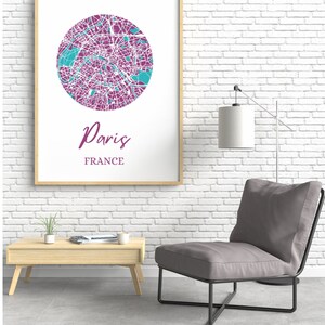 Paris Map Print, Paris Map, Map Art, Paris Poster, Paris Print, Map Art ...