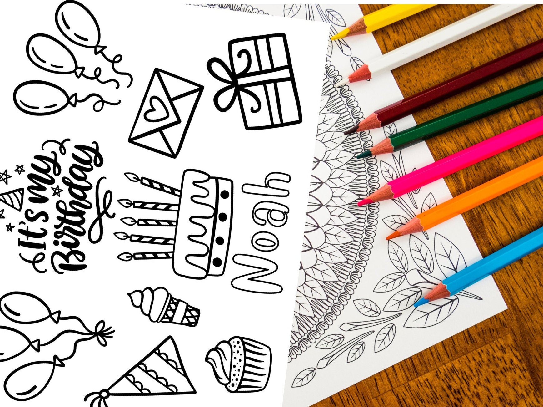 Personalized Birthday Coloring Page for Kids, Custom Coloring Page ...