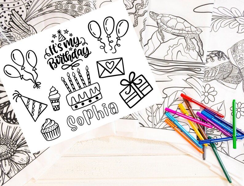 Personalized Birthday Coloring Page for Kids, Custom Coloring Page ...