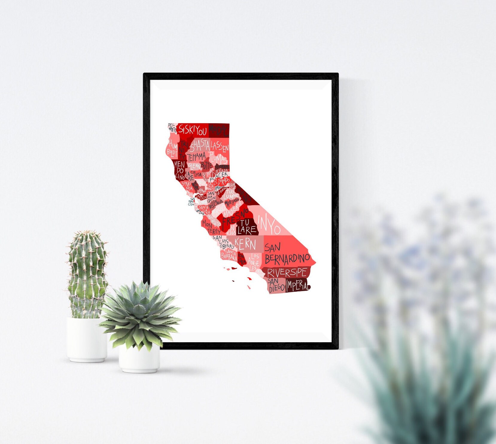 Mapa de California, Impresión de mapas de California, Mapa de ...