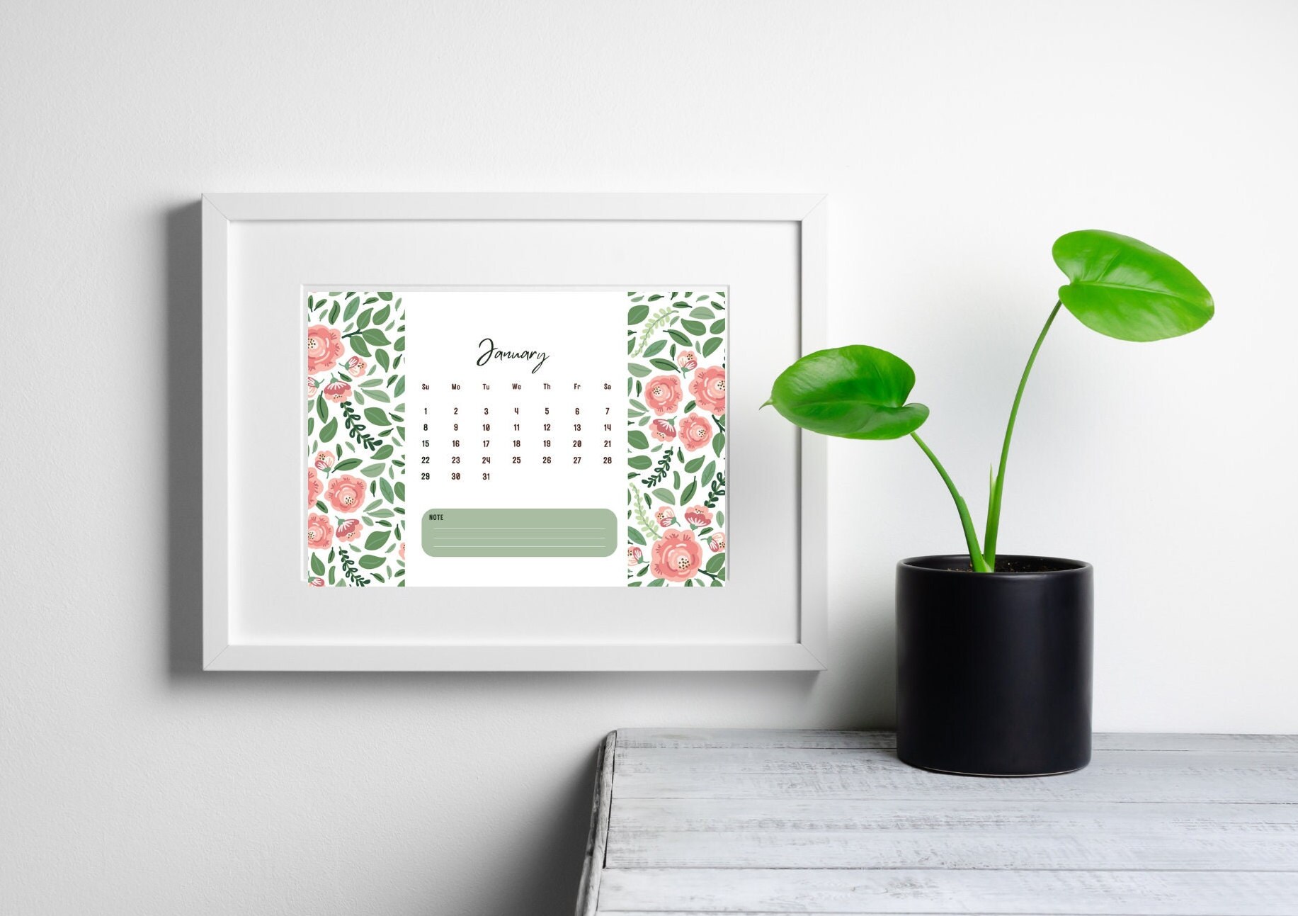 Printable 2023 Floral Calendar Digital 2023 Calendar Floral - Etsy