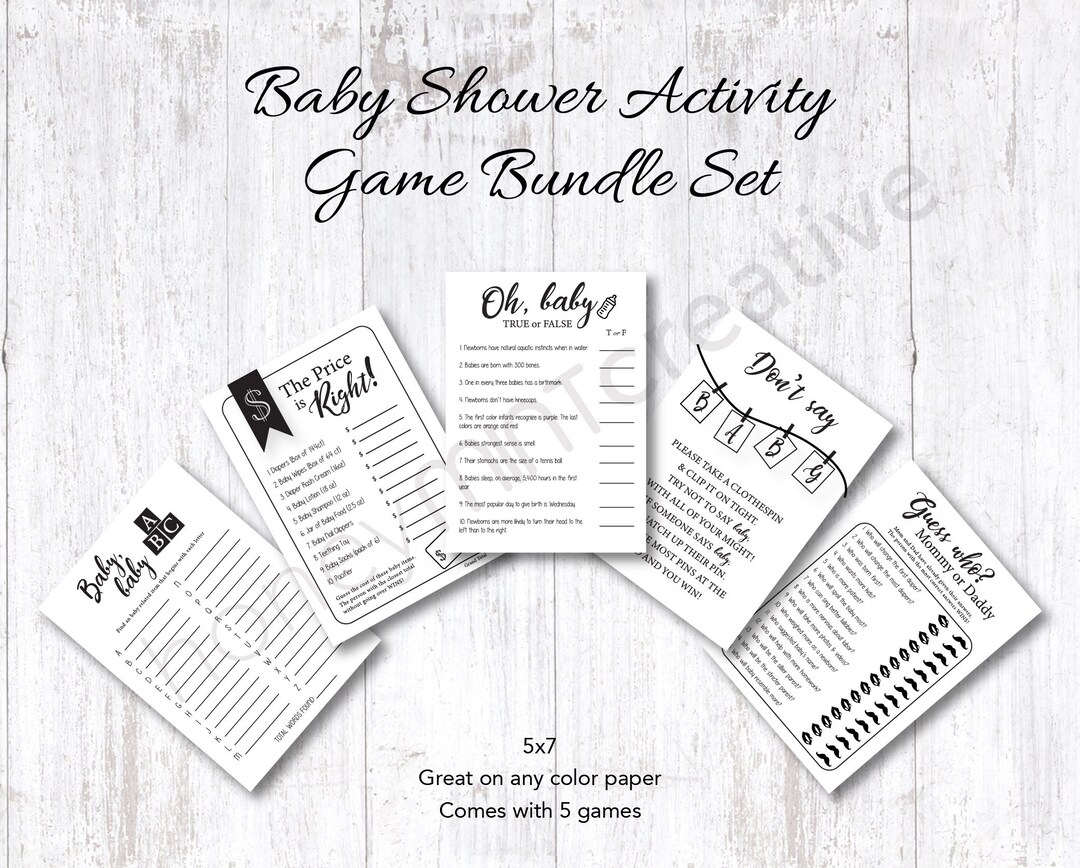 DIY Baby Shower Bundle Set Activity Party Card Games, High Quality ...
