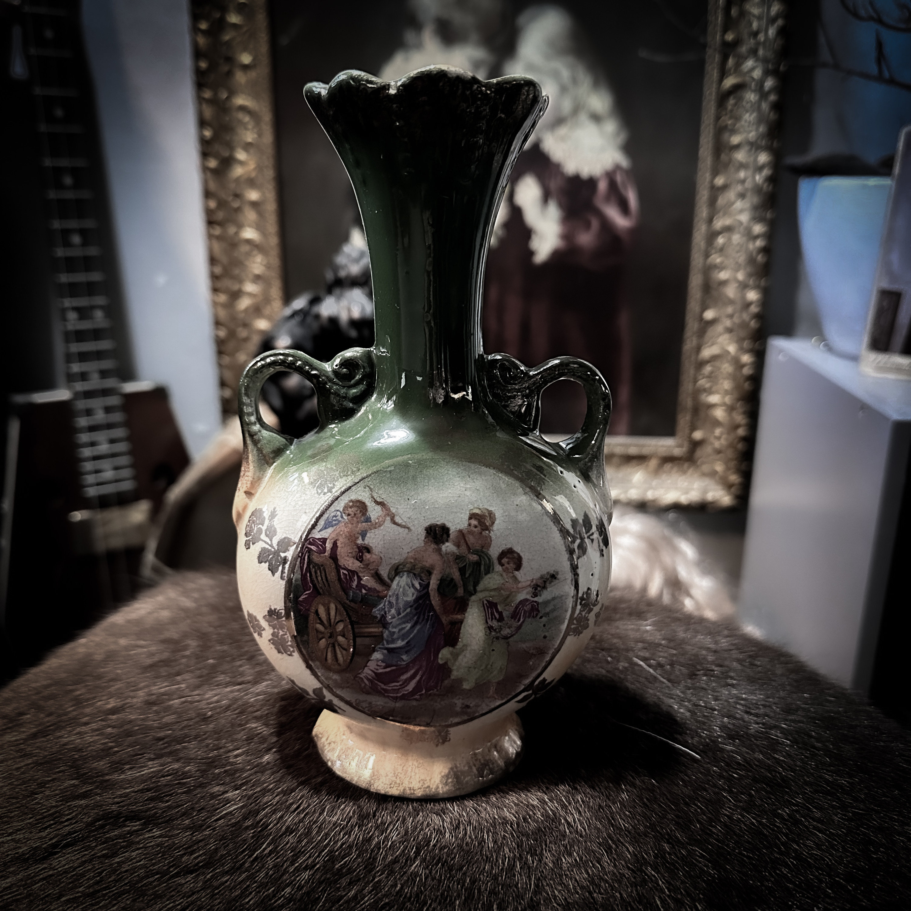 Vintage Green Vase With Mythology Design Antique Vase Greek Ornament ...