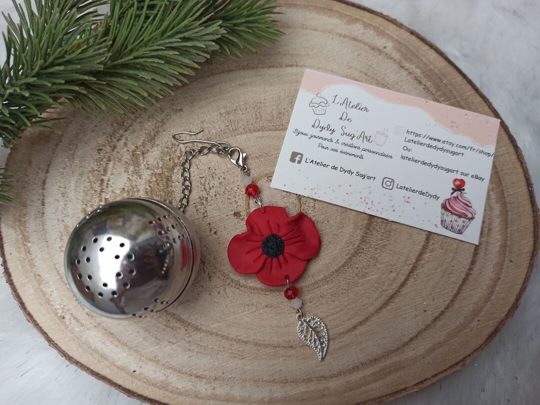 Fimo Pate Tea Ball Poppy Field Flowers Red Original Gift - Etsy