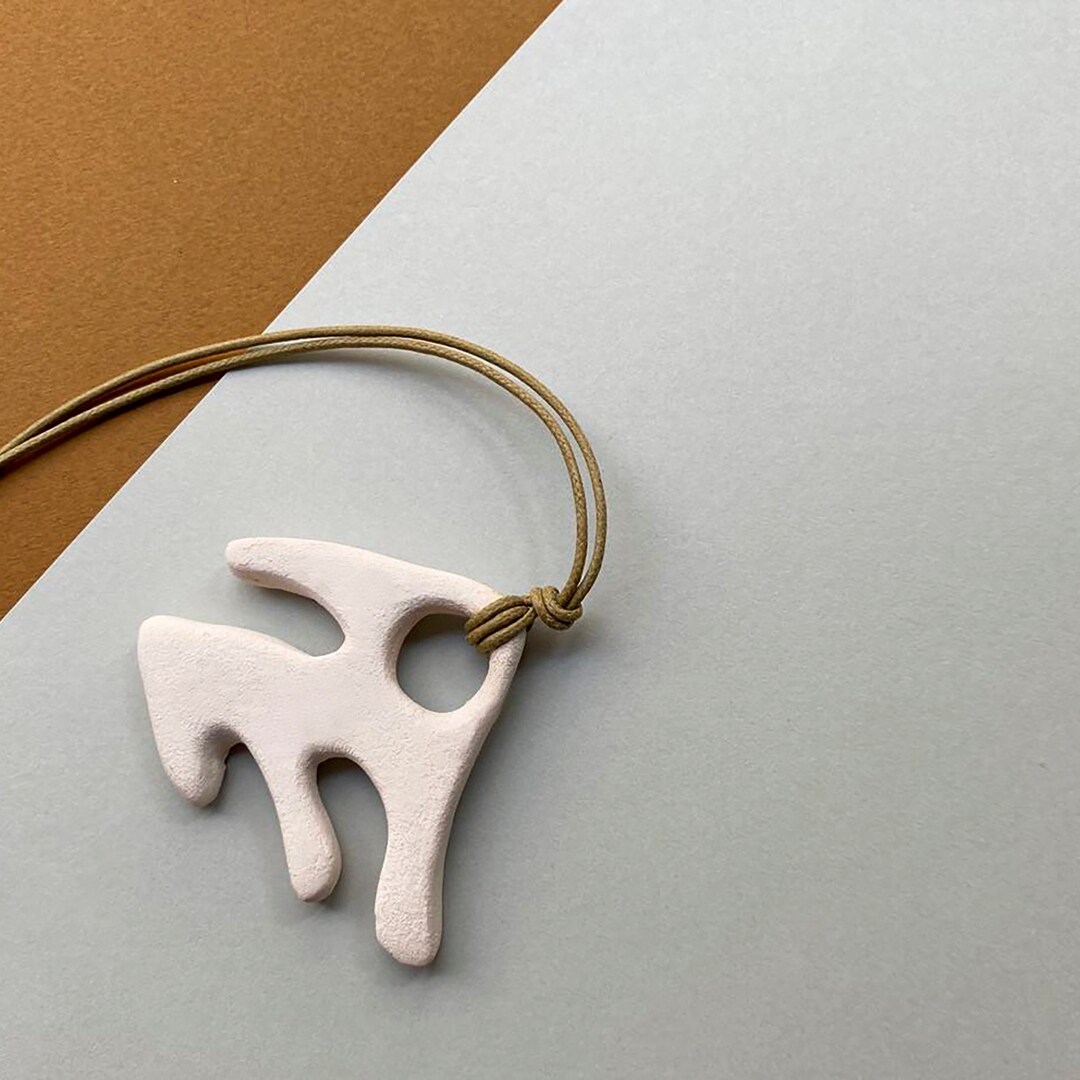 Handmade Ceramic Modern Necklace, Minimalist Design, Adjustable ...