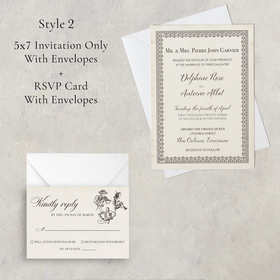 Creole Queen Riverboat Wedding Invitation Great Gatsby Invite 1920's ...