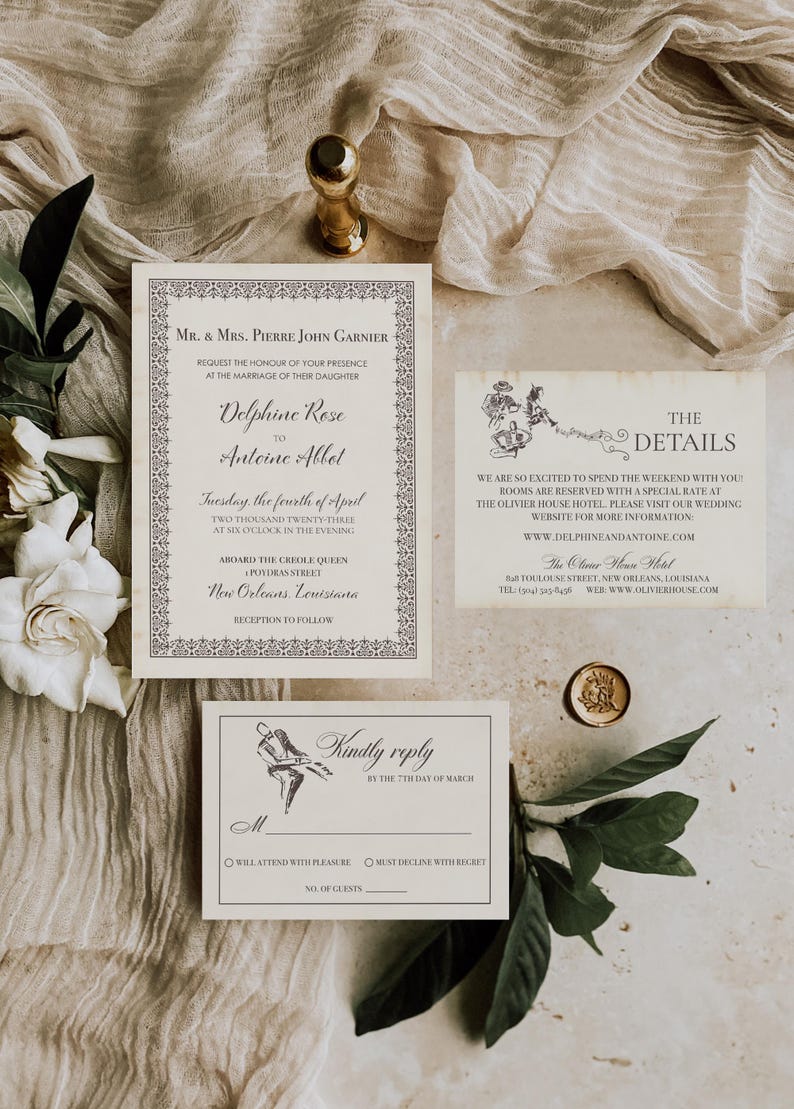 Creole Queen Riverboat Wedding Invitation | Great Gatsby Invite | 1920 ...