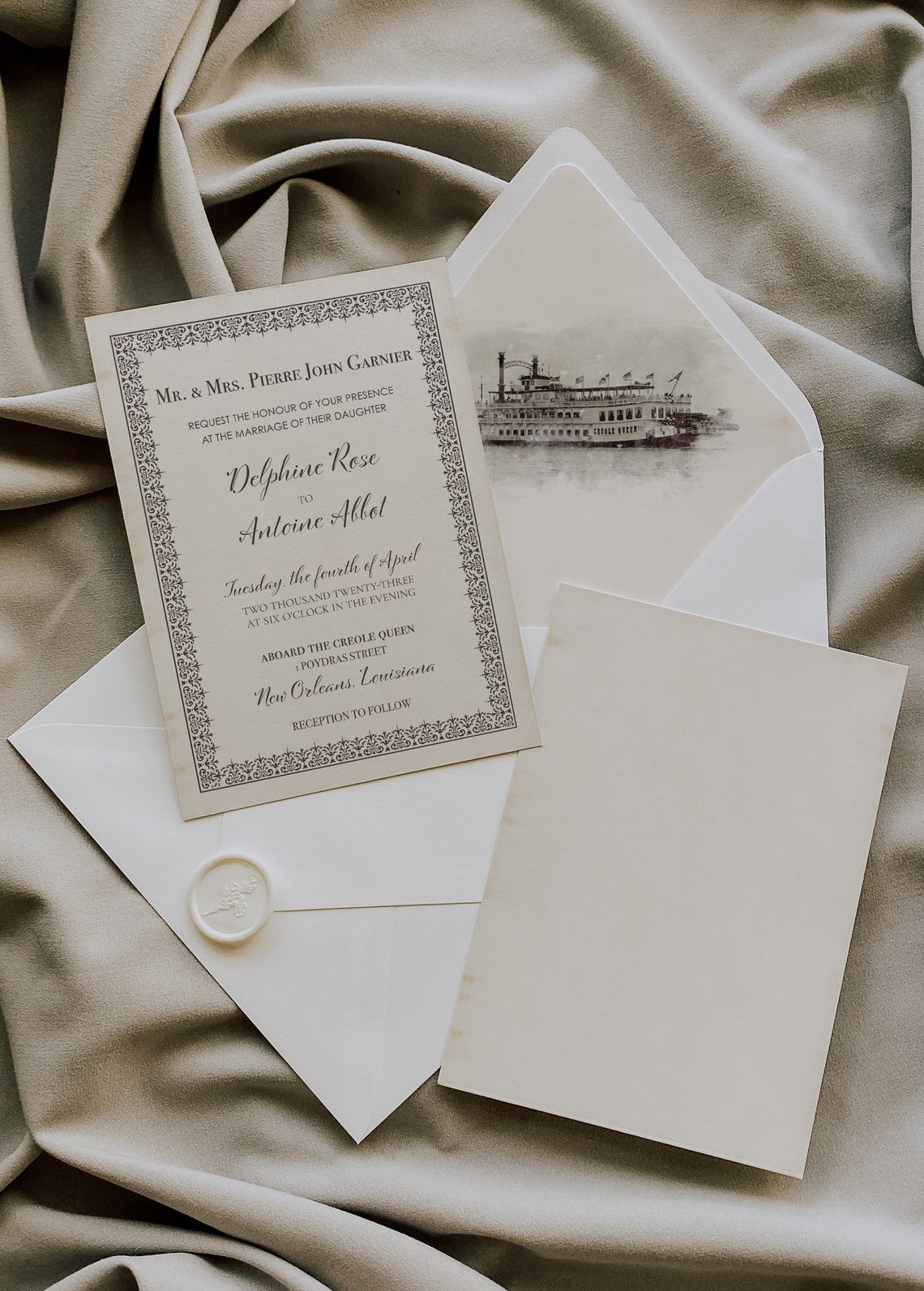 Creole Queen Riverboat Wedding Invitation | Great Gatsby Invite | 1920 ...