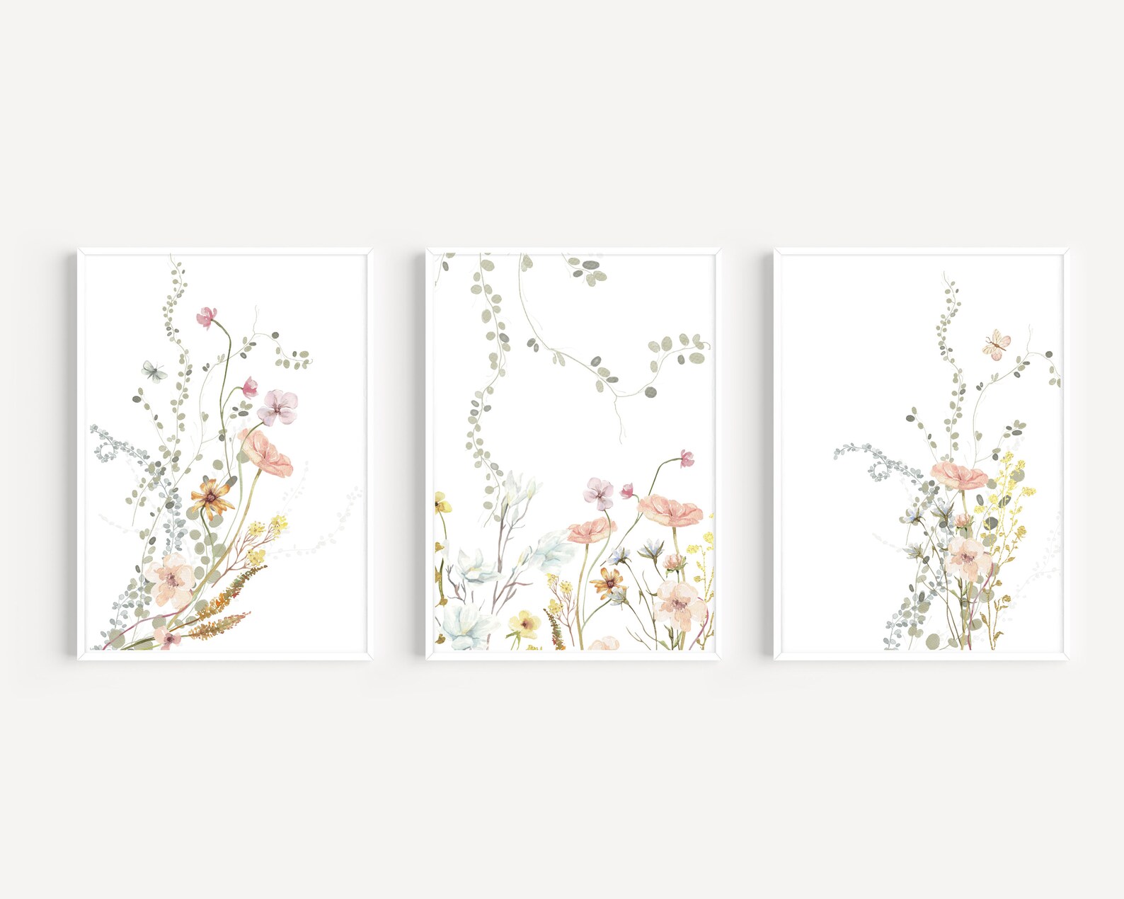 Set of 3 Flower Prints Flower Print Set Water Color Prints - Etsy