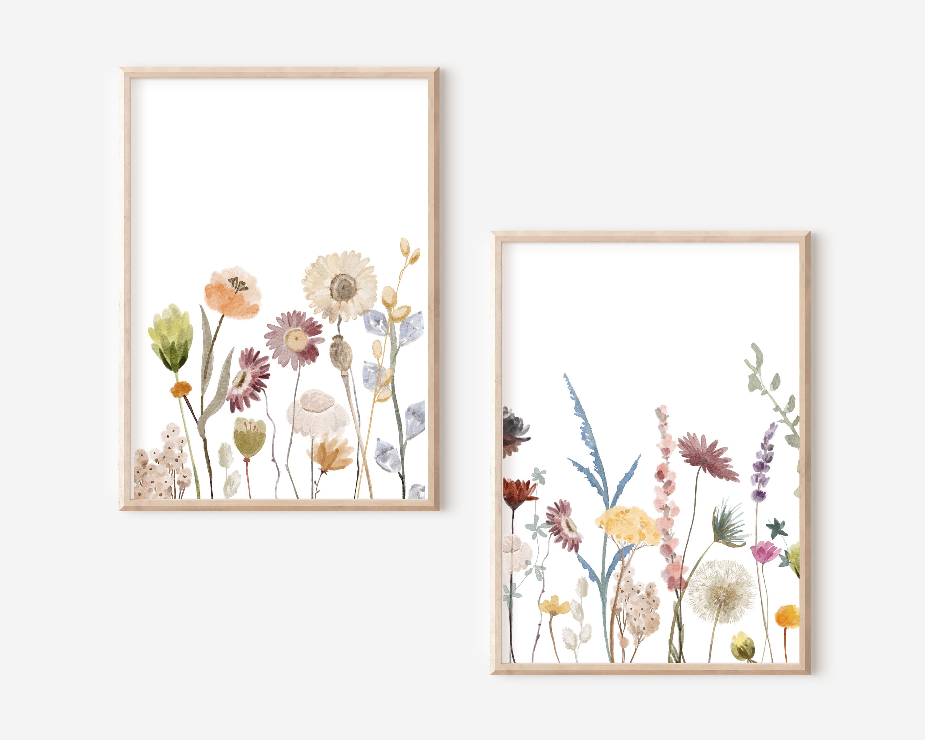 Set of 4 Floral Print, Wildflower Print Set of 4, Set of 4 Flowers ...