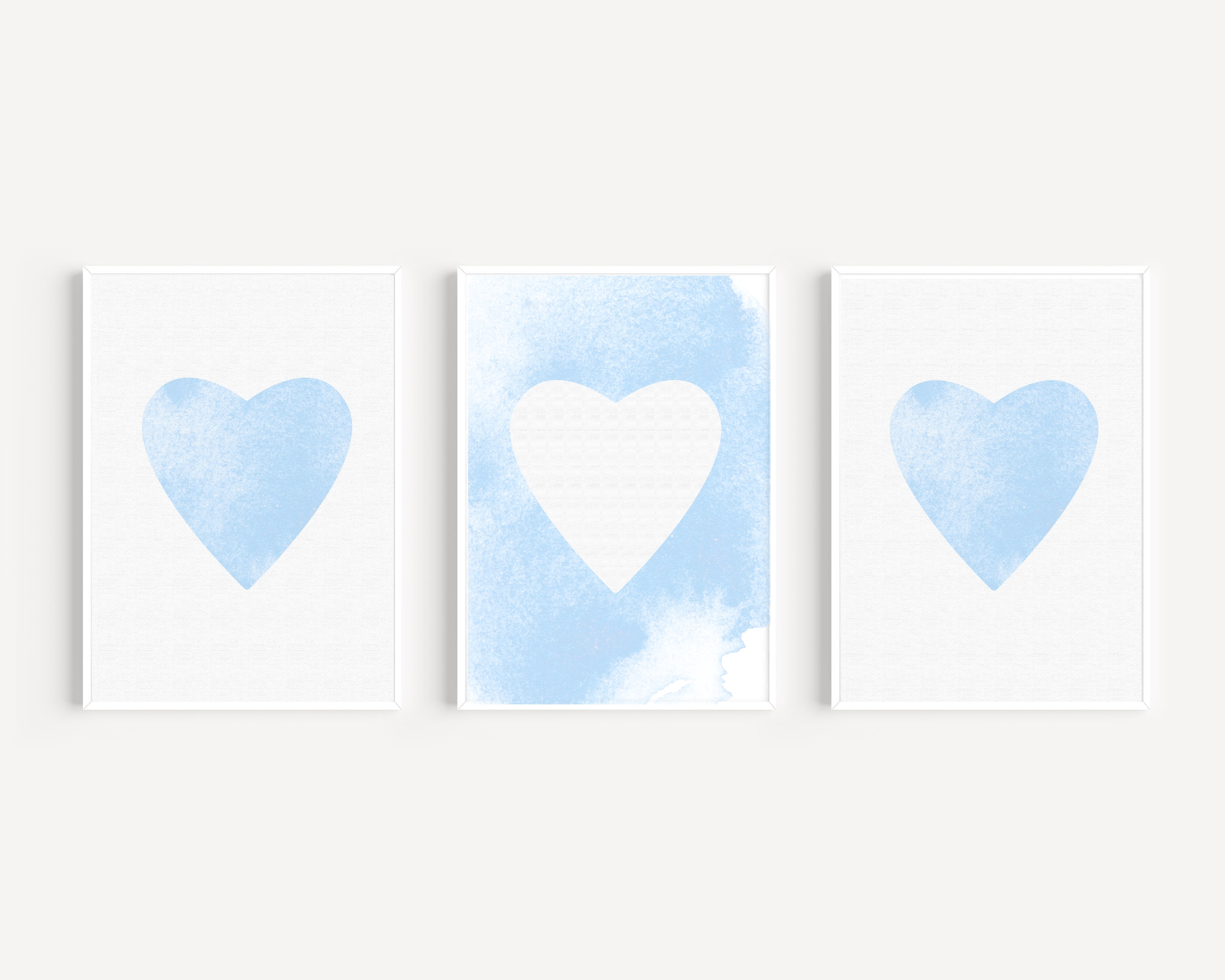 Heart Print, Heart Printable Art, Blue Wall Art, Baby Blue Wall Decor ...