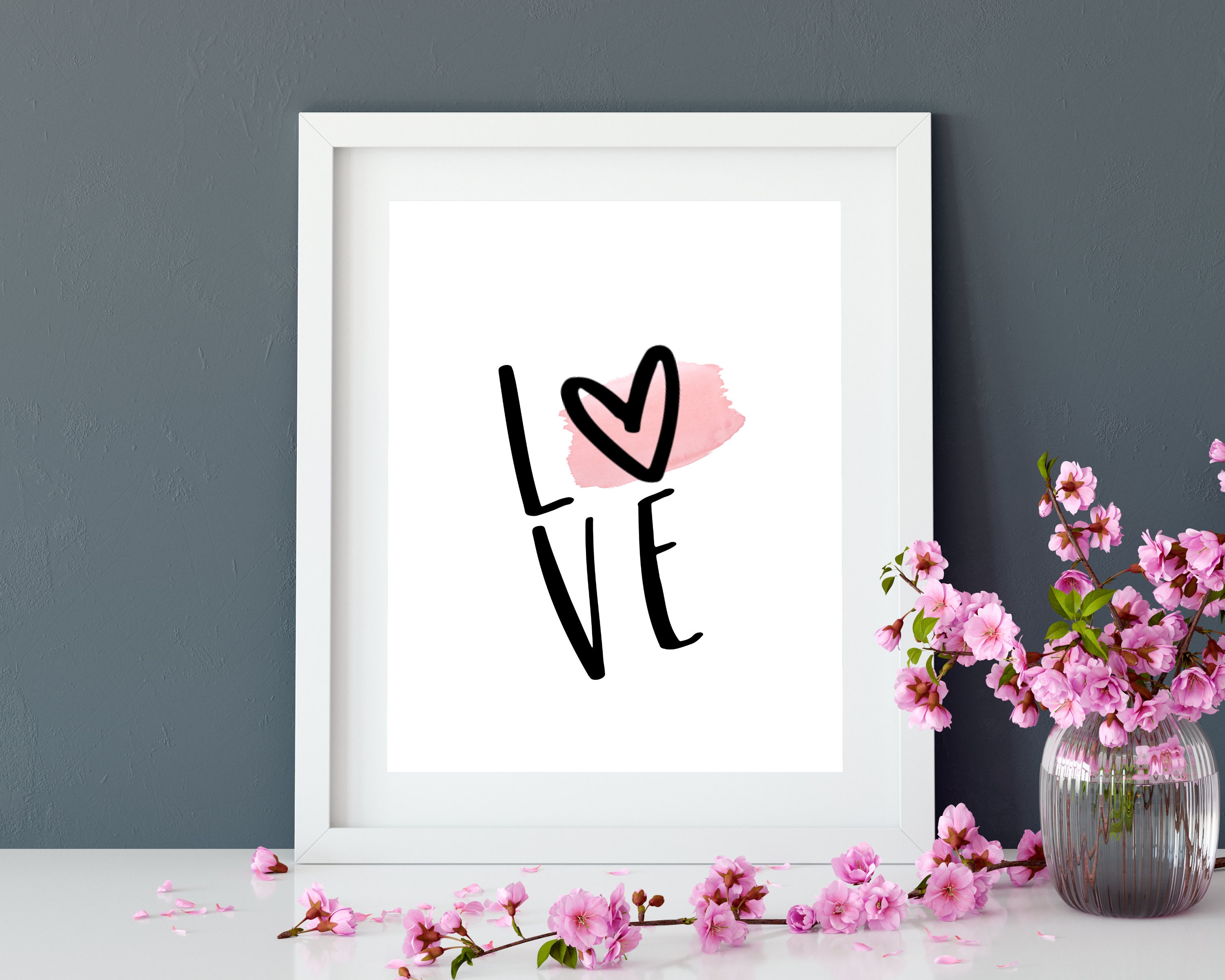 Modern Heart Heart Printable Wall Art Valentine's Decor - Etsy