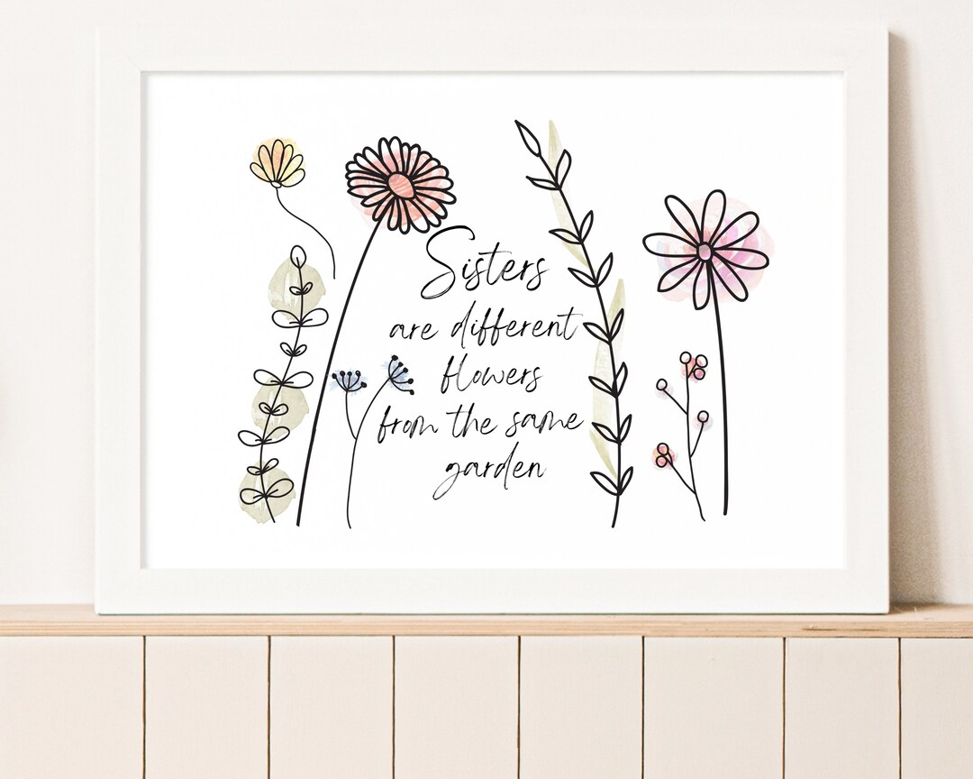 Sister Printable Wall Art, Sister Prints, Floral Nursery Print, Shared ...