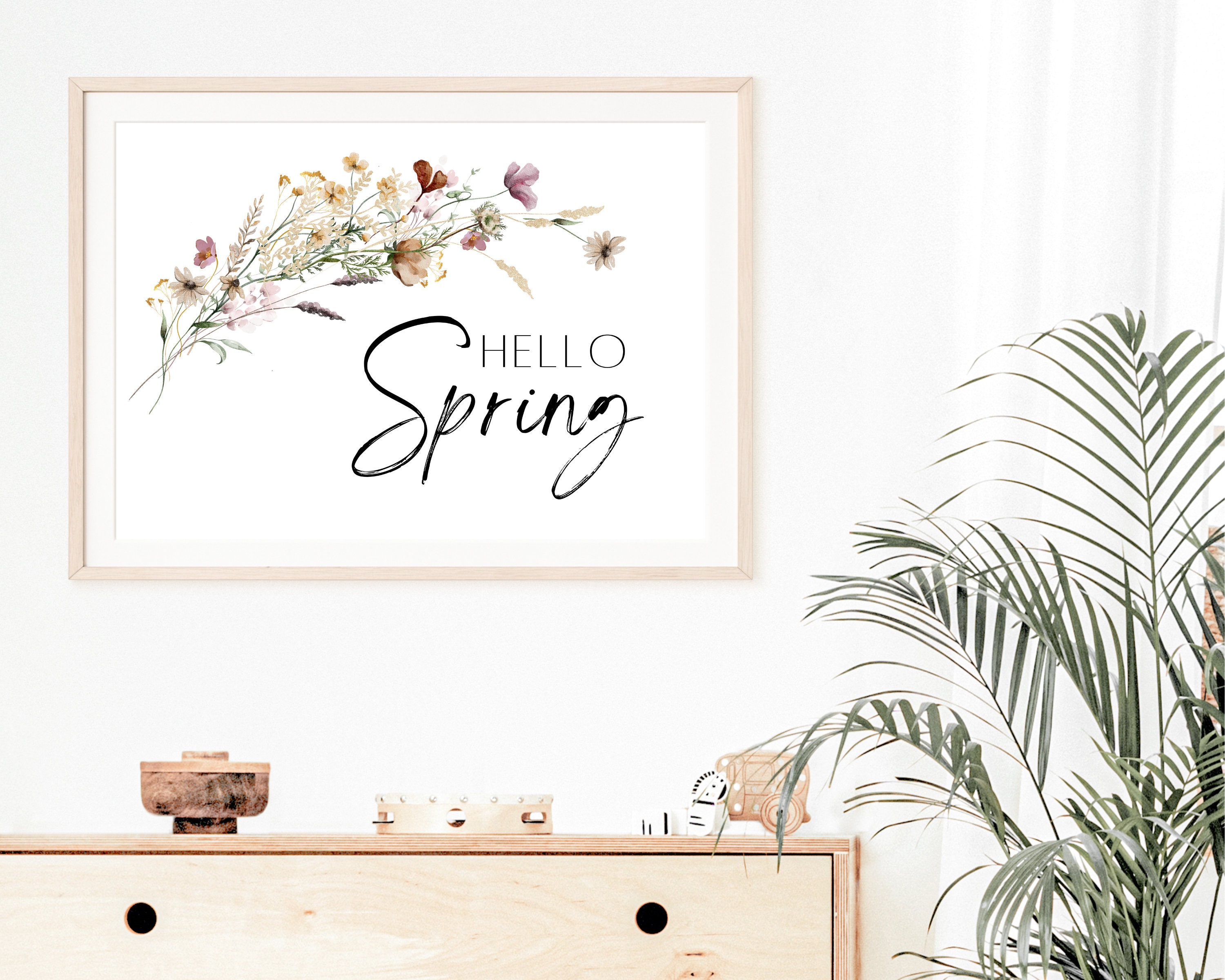 Hello Spring Printable, Spring Printable Wall Art, Spring Decor, Spring ...