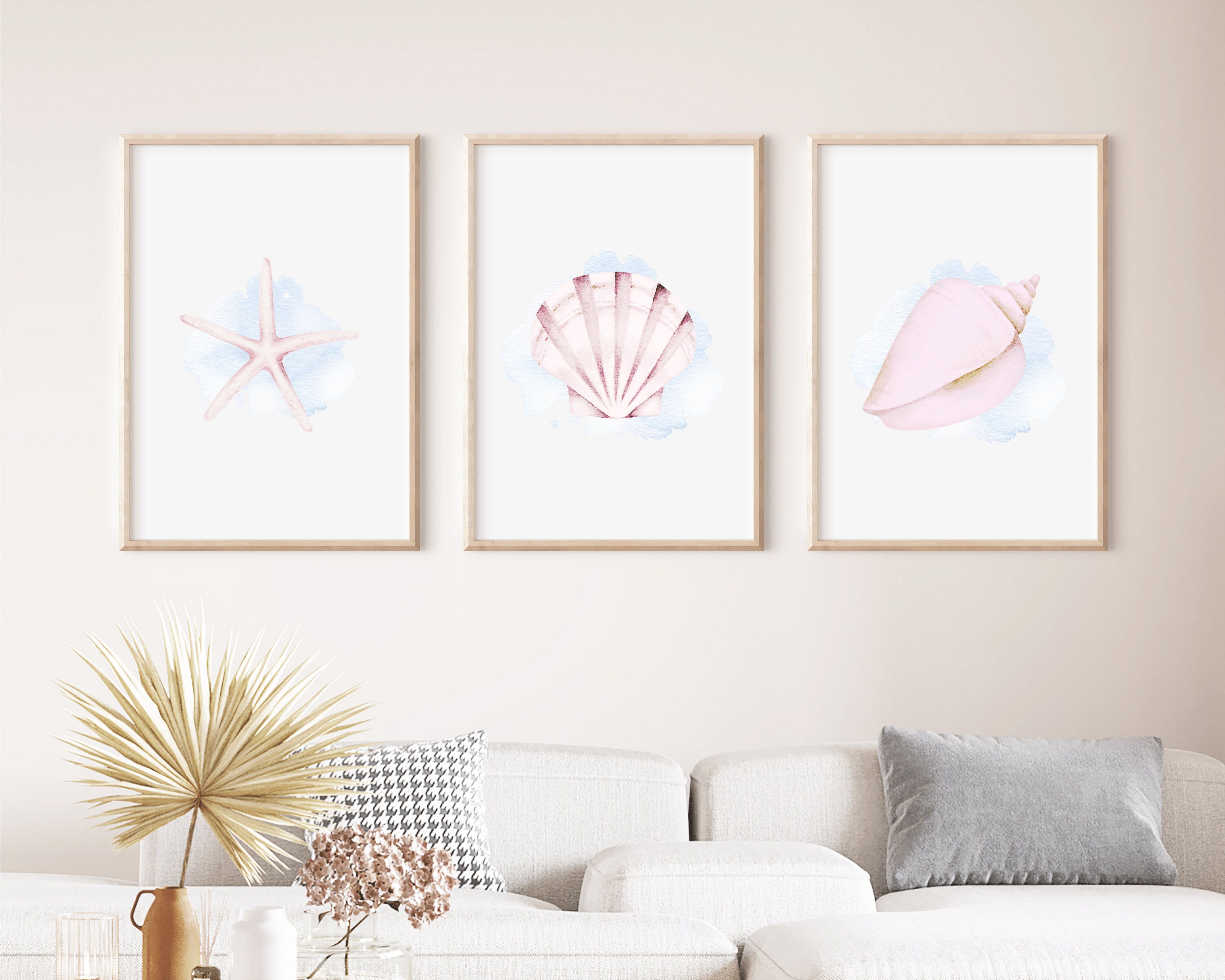 Seashell Prints, Seashell Nursery Art, Beach Prints, Beach Decor, Set ...