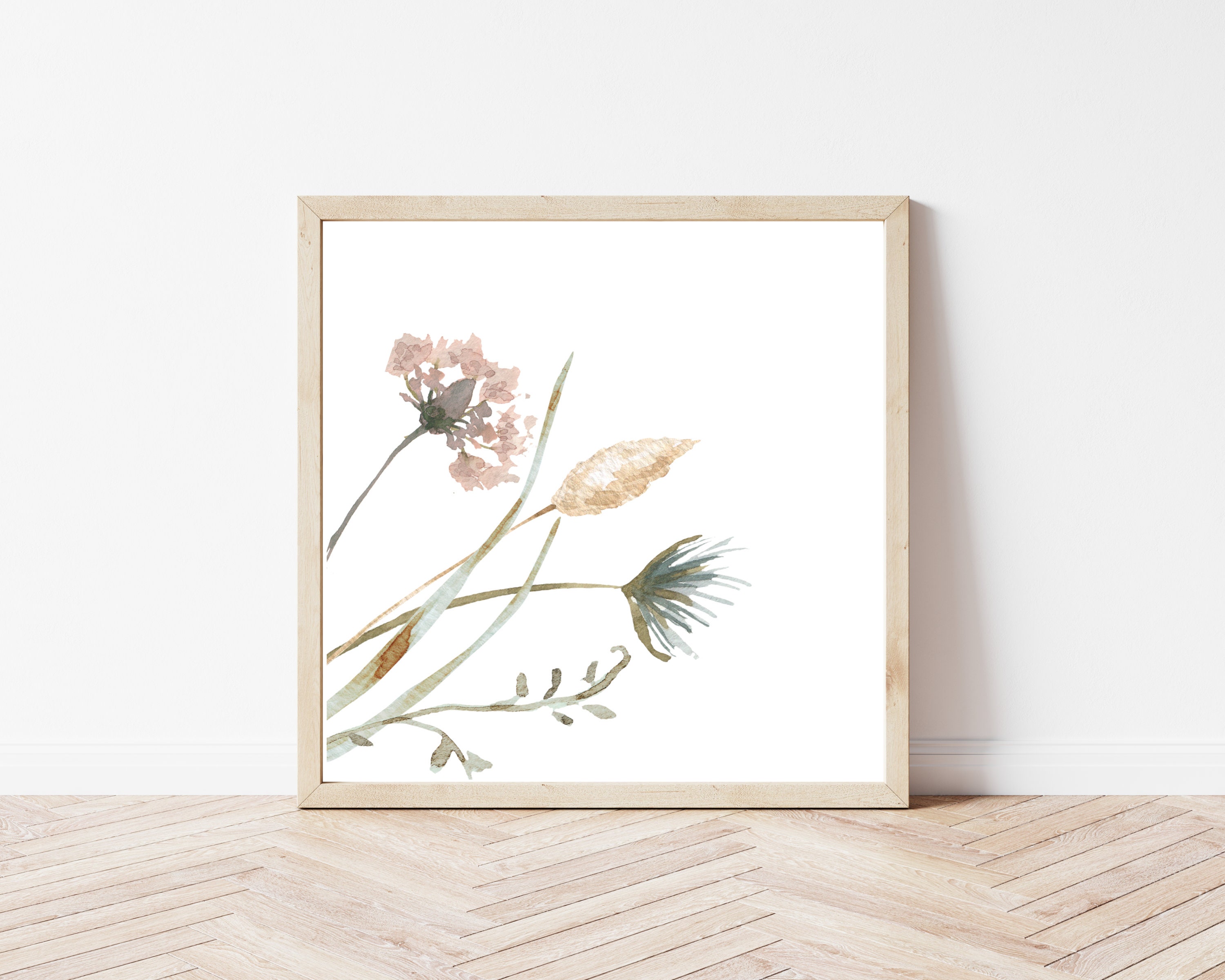 Flower Prints, Set of 3 Flower Prints, Floral Square Prints, Watercolor ...