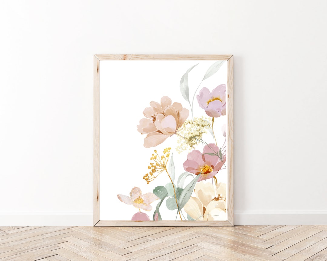 Floral Print, Spring Flower Print, Floral Nursery Print, Watercolor ...