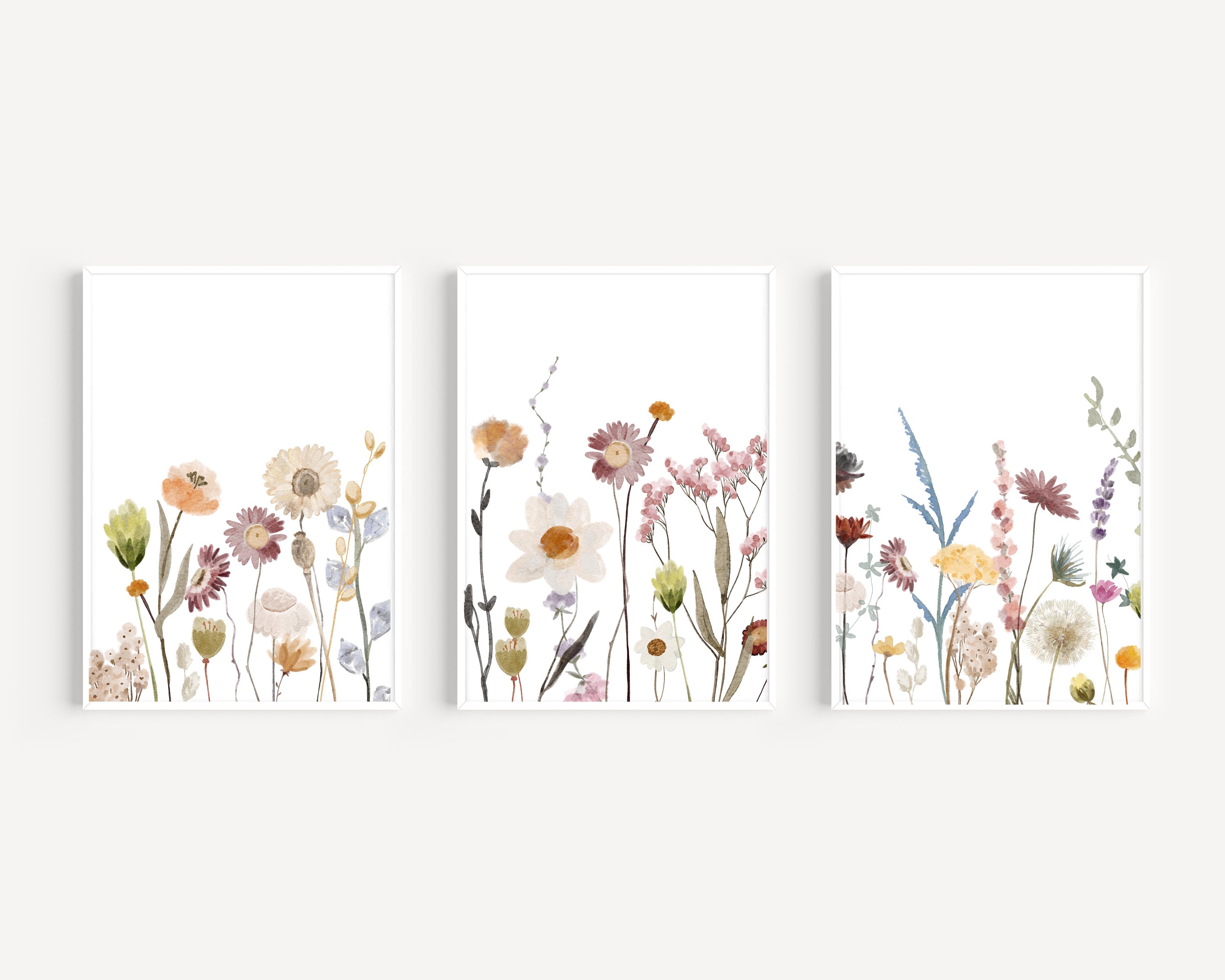 Set of 3 Floral Print Wildflower Print Set of 3 Set of 3 - Etsy