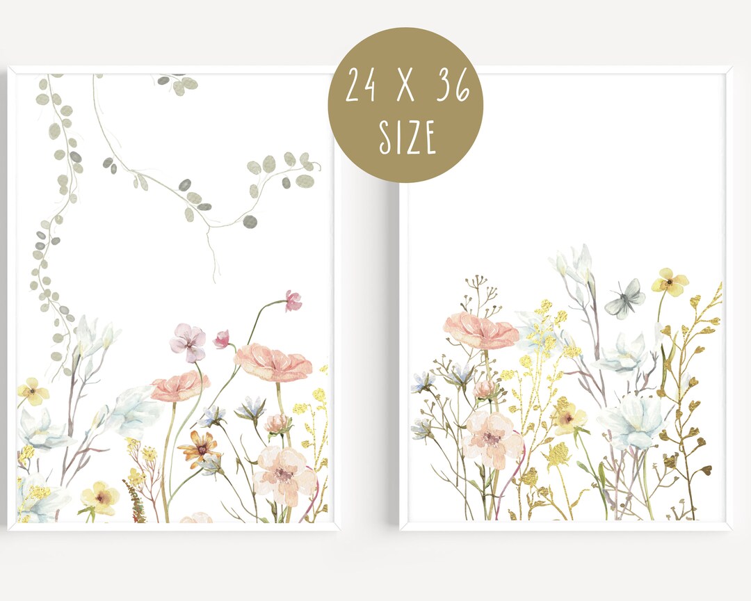 Flower Prints, Set of 2 Flower Printables, Watercolor Floral Art ...