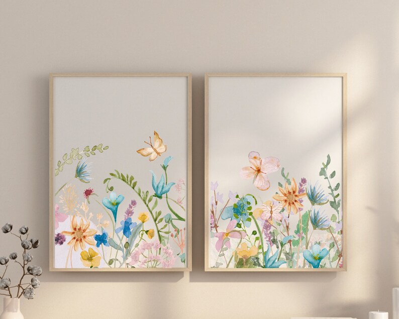 Summer Print, Summer Printable Decor, Wildflower Print Set of 2 ...